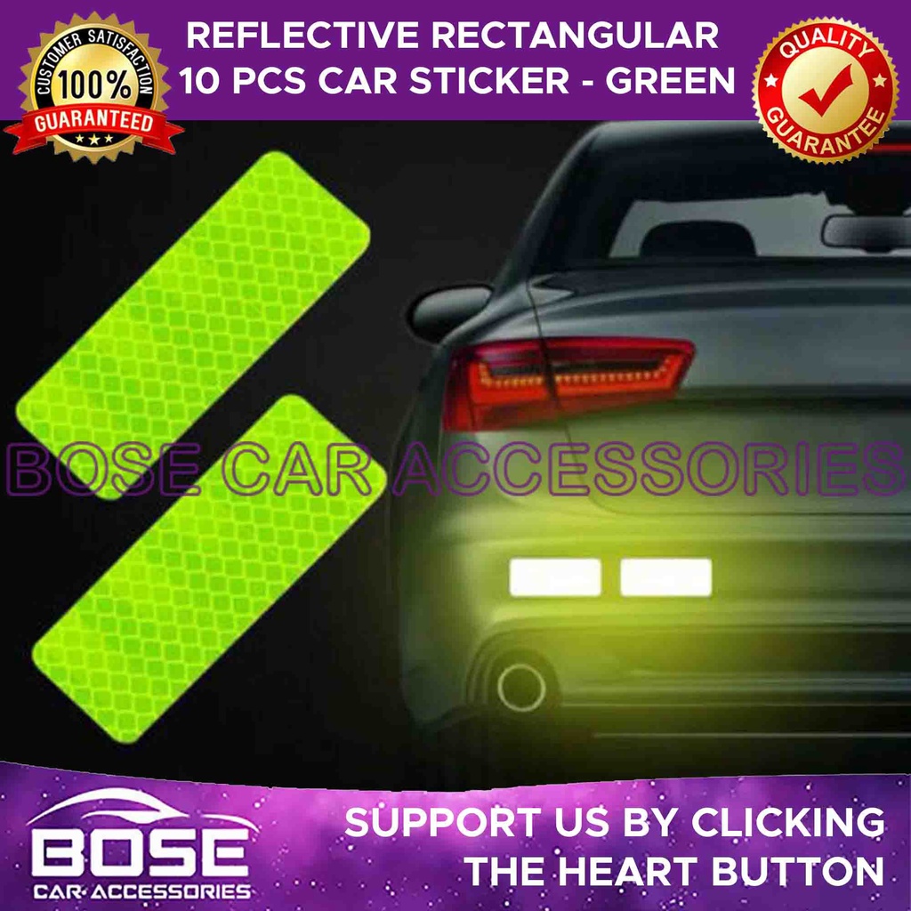 10pcs Reflective Sticker for Car Motorcycle Bicycle Rectangular Safety ...