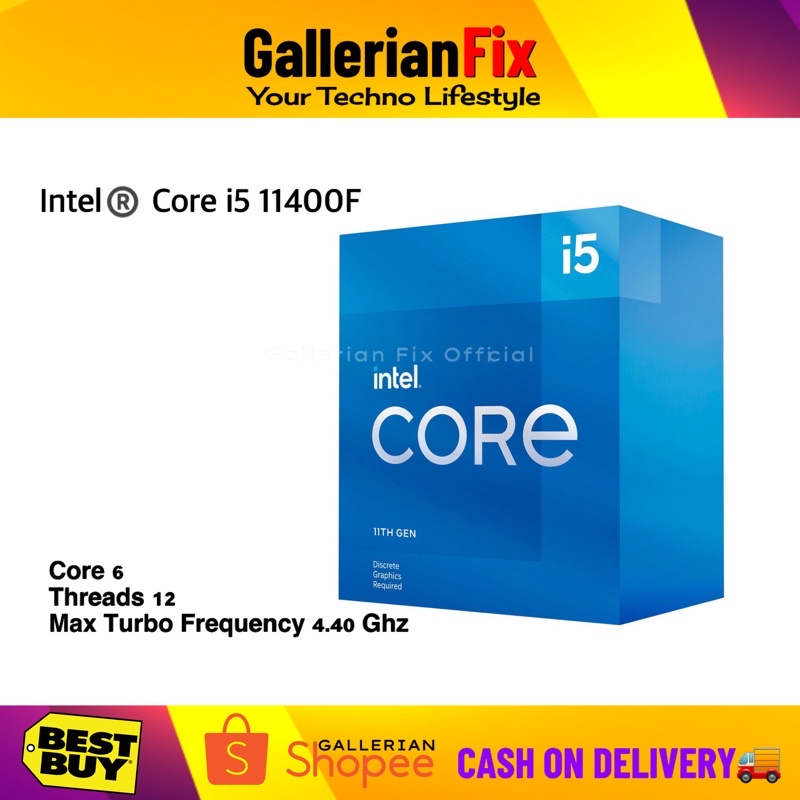Intel® Core™ i5-11400F Processor 6 Cores 12 Threads up to 4.4 GHz LGA1200 11th Generation ...