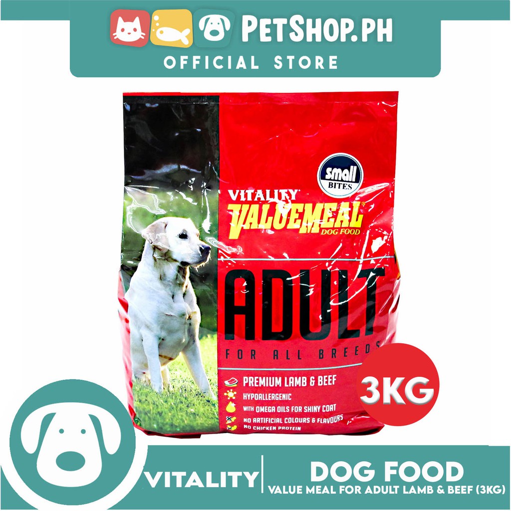 Vitality Valuemeal Adult Small Bite, Premium Lamb And Beef Flavor 3kgs ...