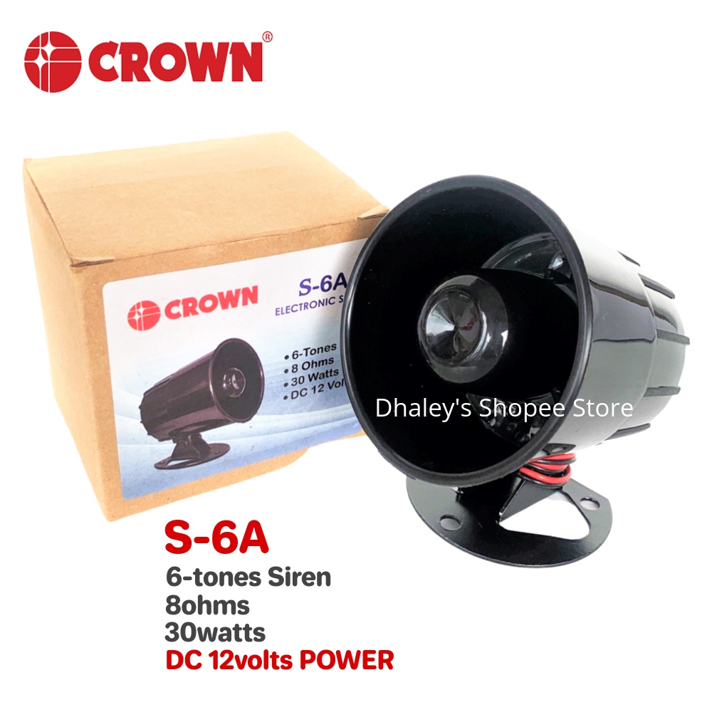 Crown S-6A 6tones Siren 8ohms DC 12 volts Horn Siren 3.5inches Horn ...