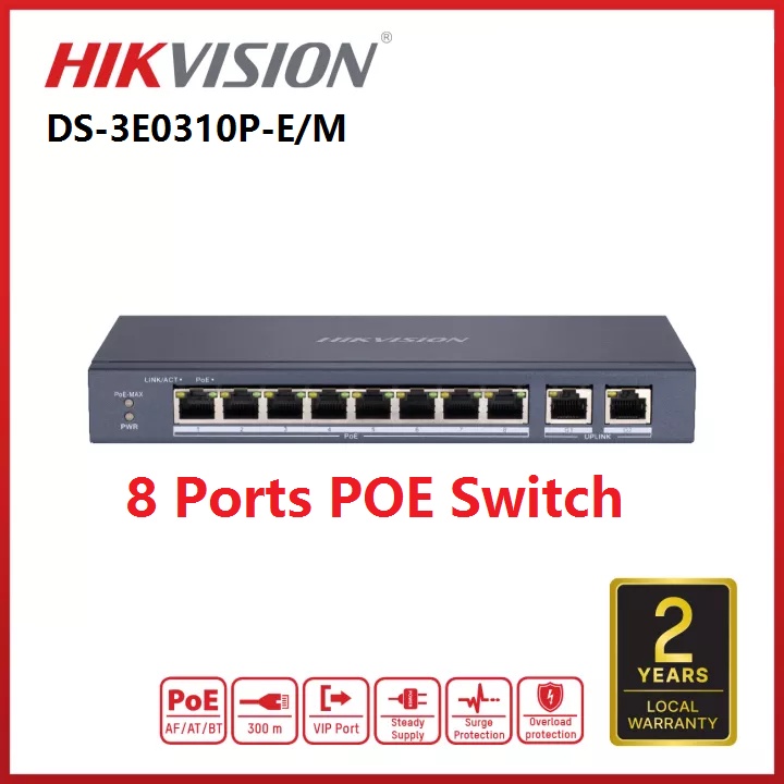 Hikvision DS-3E0310P-E/M 8 Ports POE Switch With 2 x Gigabit Up-Link ...