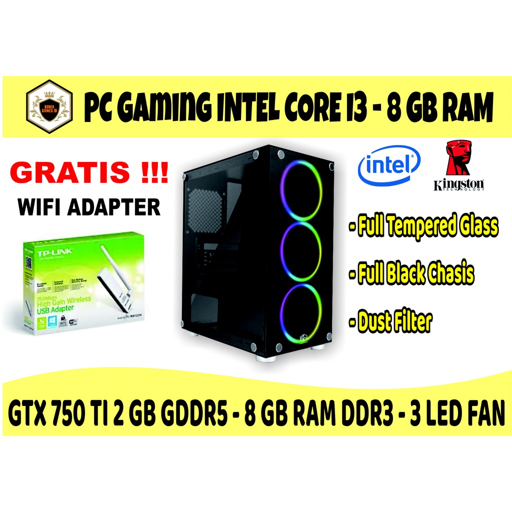 Pc Gaming Core I3 - 8 Gb Hyper X Ram - Gtx 750 Ti 2 Gb Gddr5 - Dual Fan ...