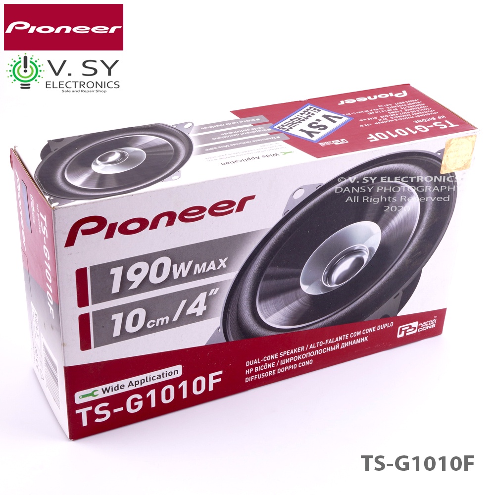 PIONEER 2pcs. TS-G1010F 4 Inches 190 Watts 4 Ohms 2-Way Car Speaker ...