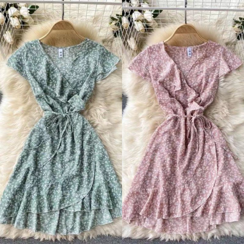 Fashionable Elegant Sundress Floral Wrap around Casual Coachella ...