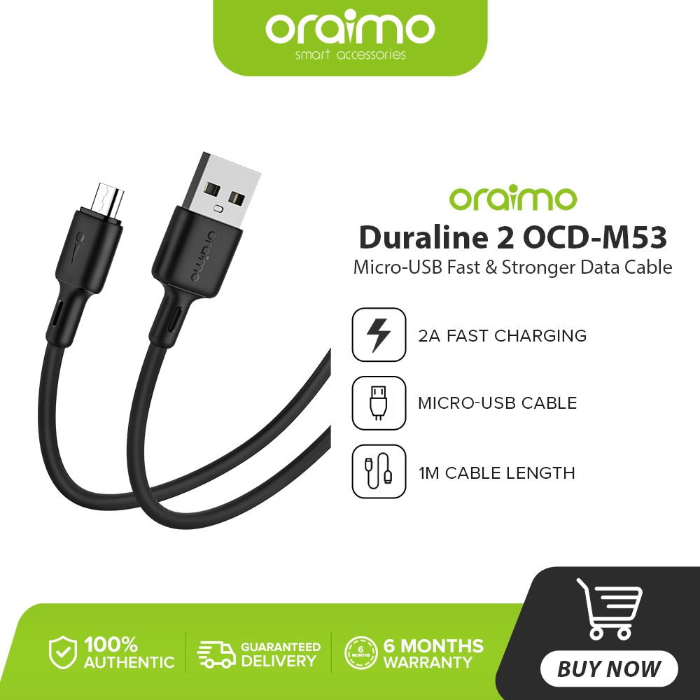 Oraimo OCD-M53 Duraline 2 1M Micro-USB Cable | Output: 5V 2A | Fast ...