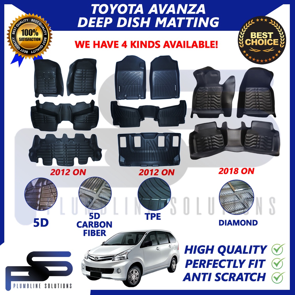 9D / TPE / 5D Diamond Deep Dish for Toyota Avanza 2012-2021 / 2022-2025 ...