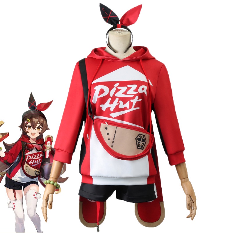 `Game Genshin Impact And Pizza Hut Amber Cosplay Costume Amber Outfit ...