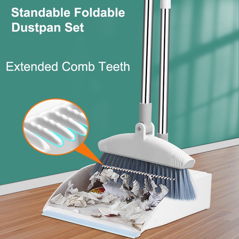 Foldable Broom Dustpan Set Household Floor Cleaning Set Rotating Broom ...