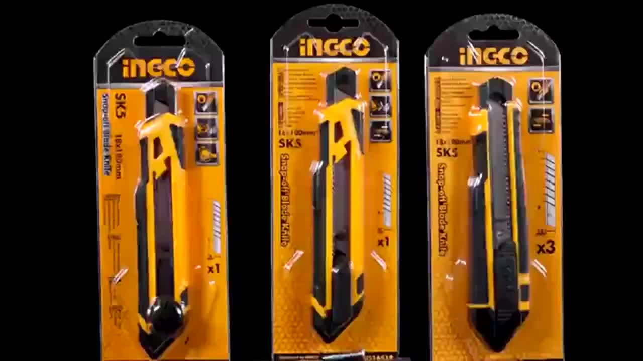 Ingco Industrial Snap Off Blade Cutter Knife (18x100mm) with 3pcs SK5 ...