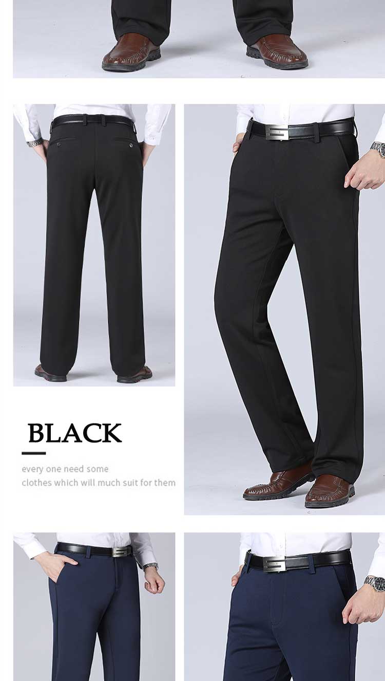 【Local Delivery】CEO Men's Formal Suit Pants Black Straight Cut Loose ...