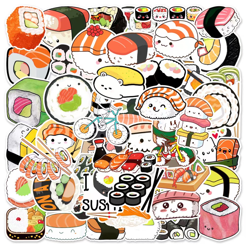 CSS.50Pcs/Set Japanese Cuisine Waterproof Graffiti Sticker Sushi ...
