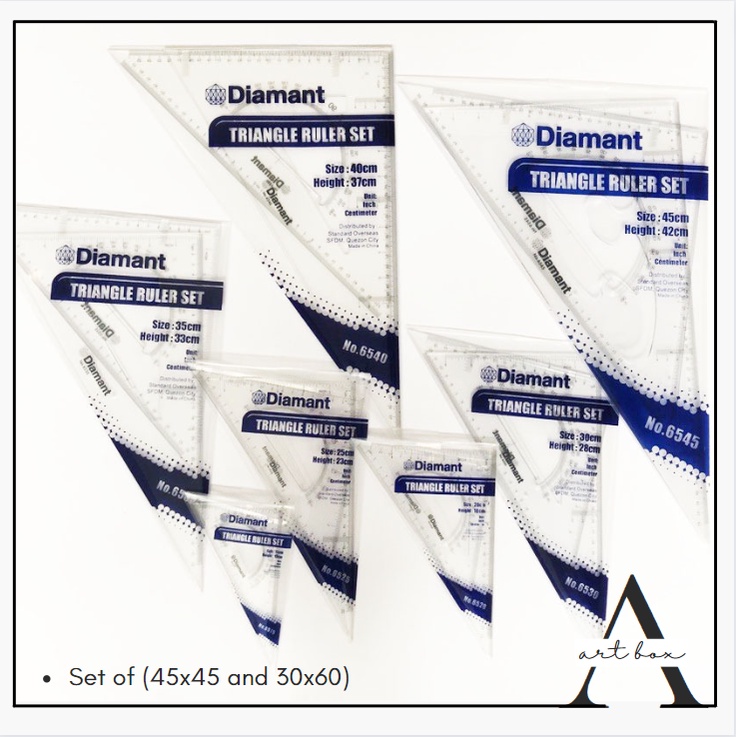 DIAMANT Set of 30x60 and 45x90 degree Triangle Ruler Set with inches ...