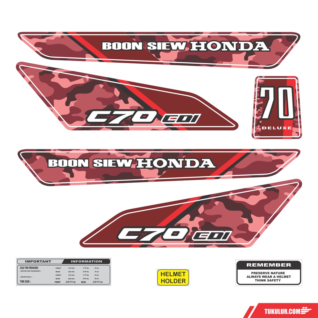 Sticker DECAL STRIPING Motorcycle BOONSIEW HONDA CUB C70 ARMY | Shopee ...