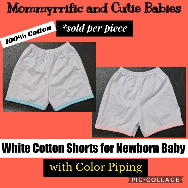 White Cotton Shorts for Newborn Baby (w/ Color Piping) | Shopee Philippines