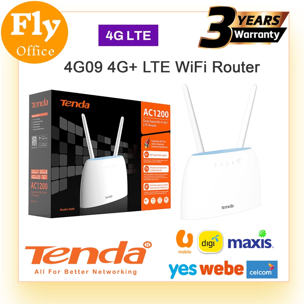 Tenda 4G09 4G+ CAT6 AC1200 Dual Band Gigabit Wireless Modem Router 2 ...