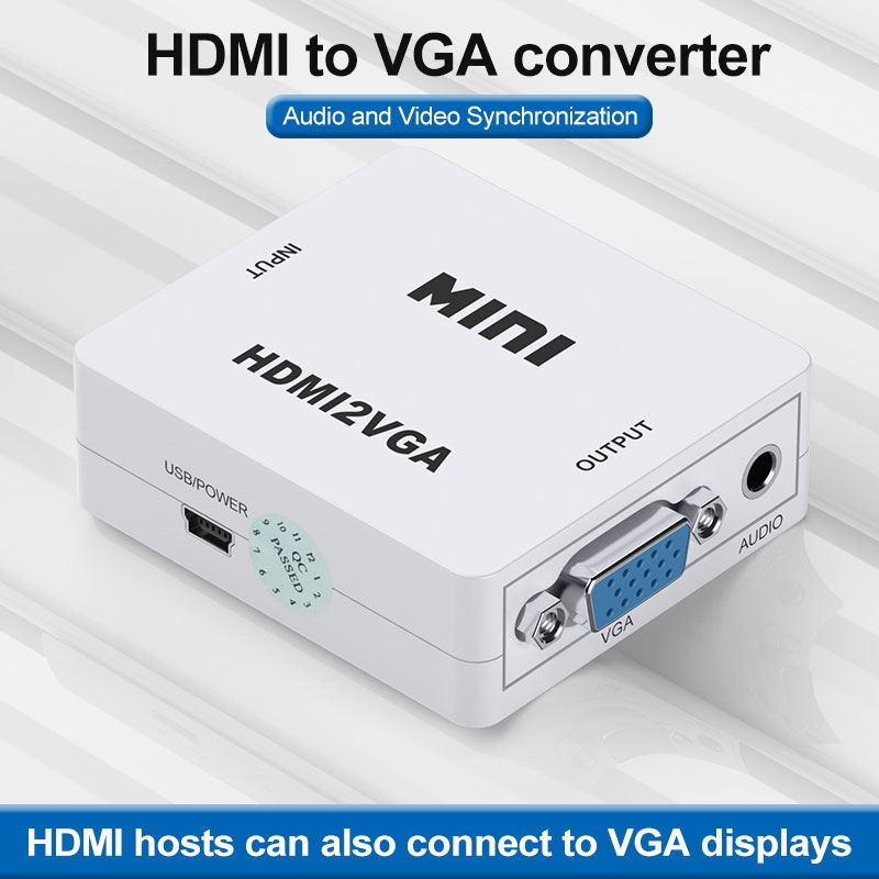 HDMI to VGA Cable Converter Female To Male Converter Adapter 3.5 mm ...