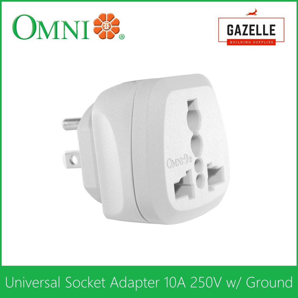 Omni Universal Adapter w/ Ground Plug Adapter Outlet Adapter Socket ...
