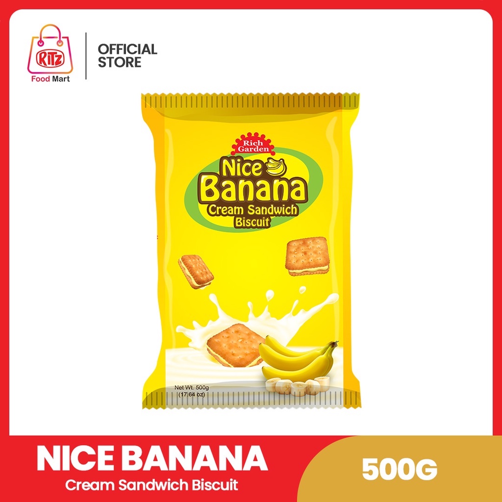 Rich Garden Nice Banana Cream Sandwich (500g) | Shopee Philippines