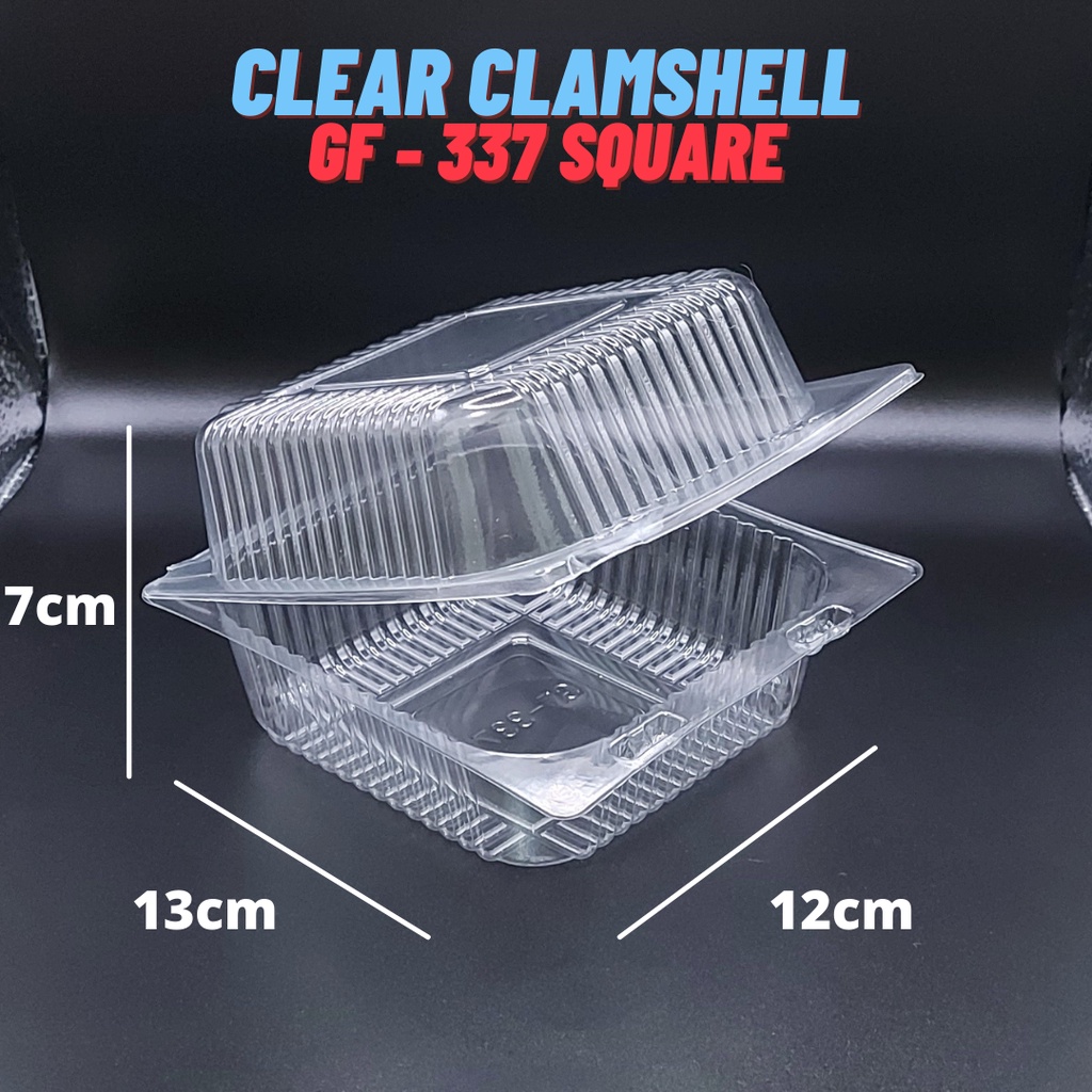 [20pcs] Disposable Clear Plastic Clamshell GF - 337 Square | Shopee ...