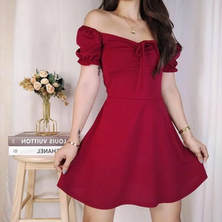 SS TRIXIE Ribbon Puff Sleeve Dress Two Way Off Shoulder | Shopee ...