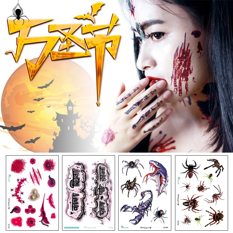 10 new Halloween scar tattoo stickers waterproof horror wound party ...