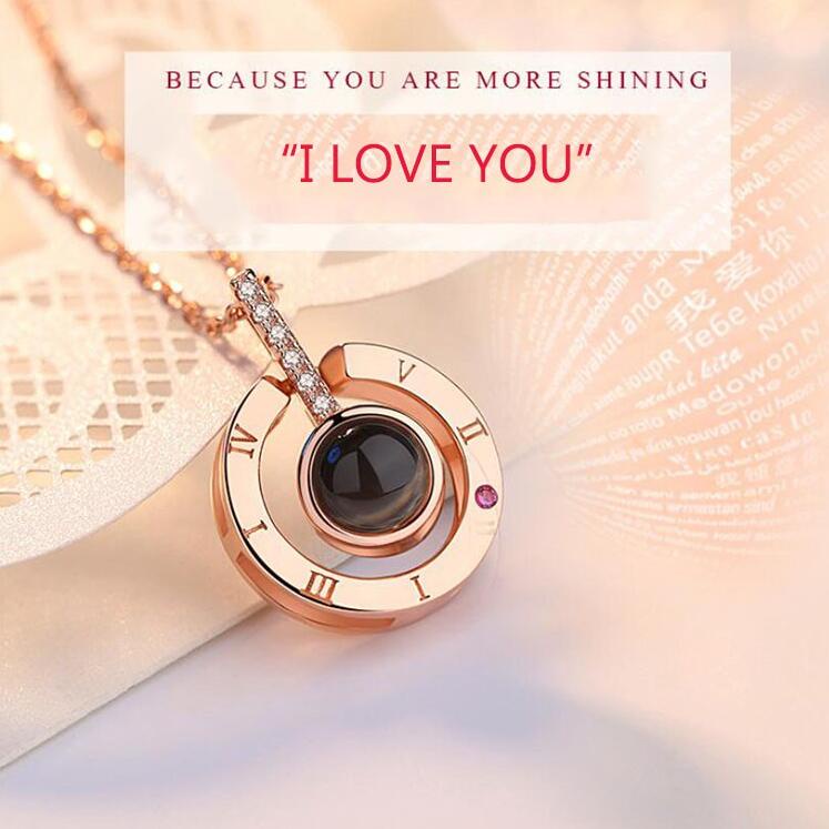 kilii Couple Necklace Bingo Pendant 100 Languages "I Love You Gift ...