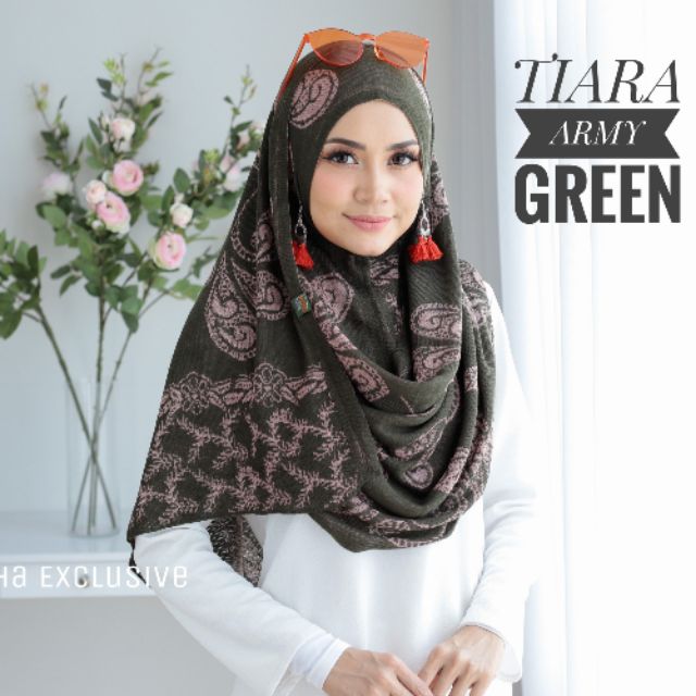 INSTANT KNITTED SHAWL FOR TRAVELLER IRONLESS TIARA ARMY GREEN | Shopee ...