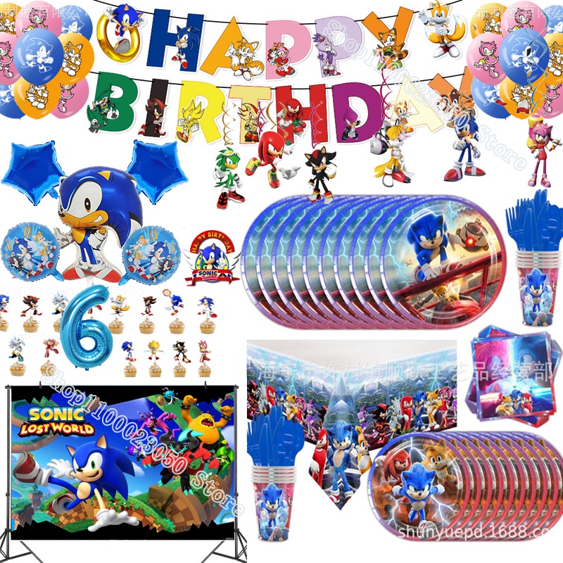 Sonic the Hedgehog Party Theme Birthday Decoration Set Supplies Latex ...