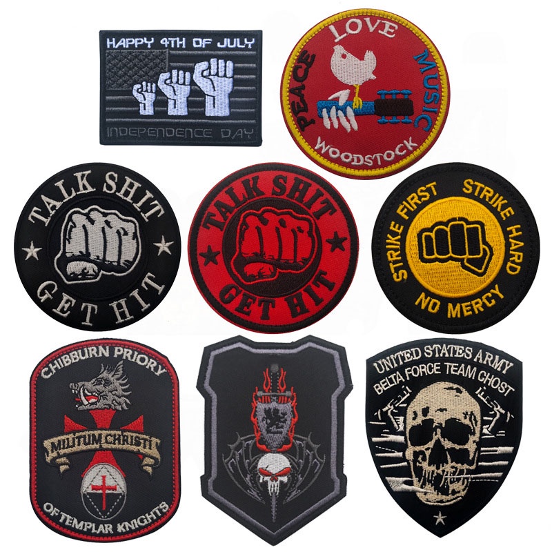 Talk Shit Get Hit Embroidered Patches Fun Outdoor Backpacks Velcro ...