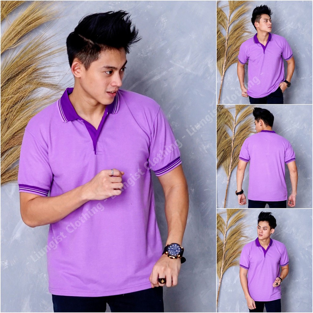 UNGU Unisex Lilac Polo Shirt Dark Purple Collar / Collared Shirt ...