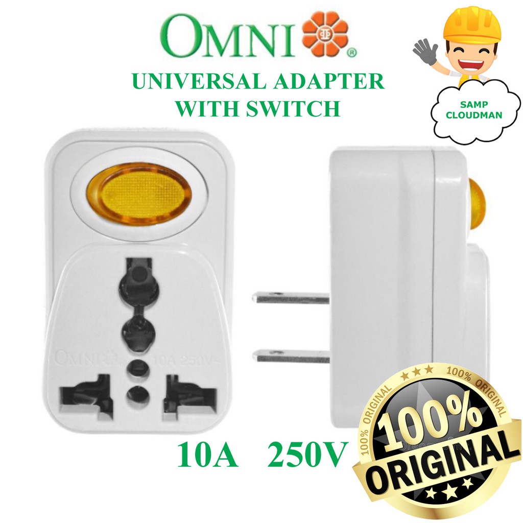 Omni Universal Adapter with Switch 10A 250V Univeral Adaptor | Shopee ...