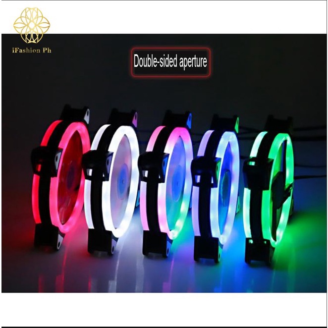 120mm CPU Fan Cooler Case Chassis Cooling Dual Ring Double Sided LED ...