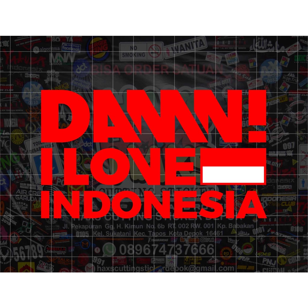 Cutting Sticker DAMN I Love Indonesia New Logo Size 11 Cm | Shopee ...