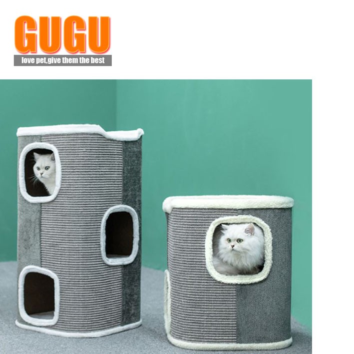 GUGU cat house sisal hemp scratch cat tree tower bucket furniture ...