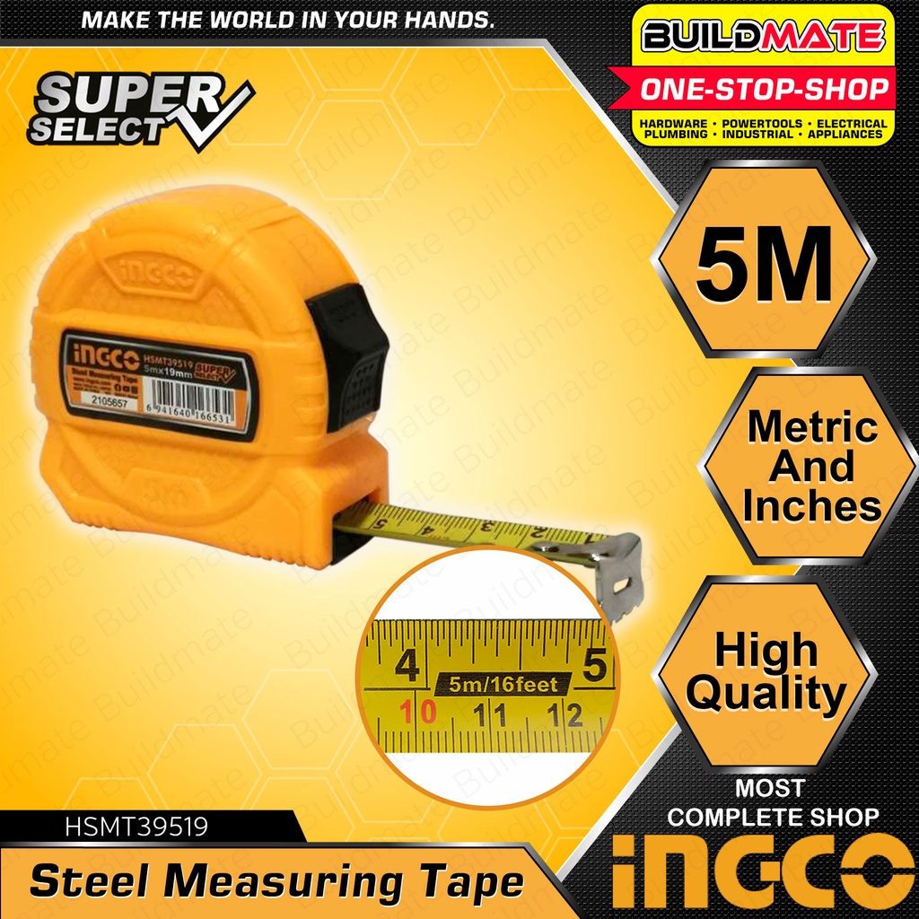 INGCO Steel Measuring Tape Measure 5M with Metric and Inch Super Select ...