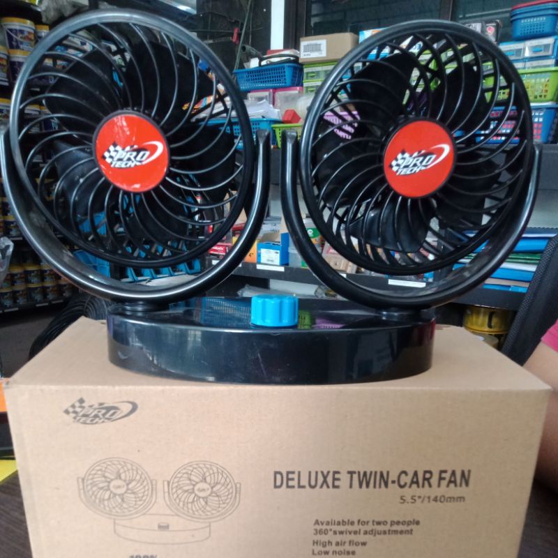 Protech Deluxe Twin Car Fan 12V and 24V 5.5"/140mm | Shopee Philippines