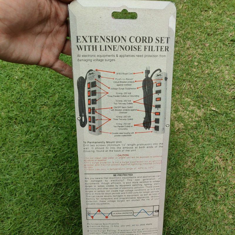 Panther Extension Cord Voltage Surge Protector PSP-0818 Heavy Duty ...