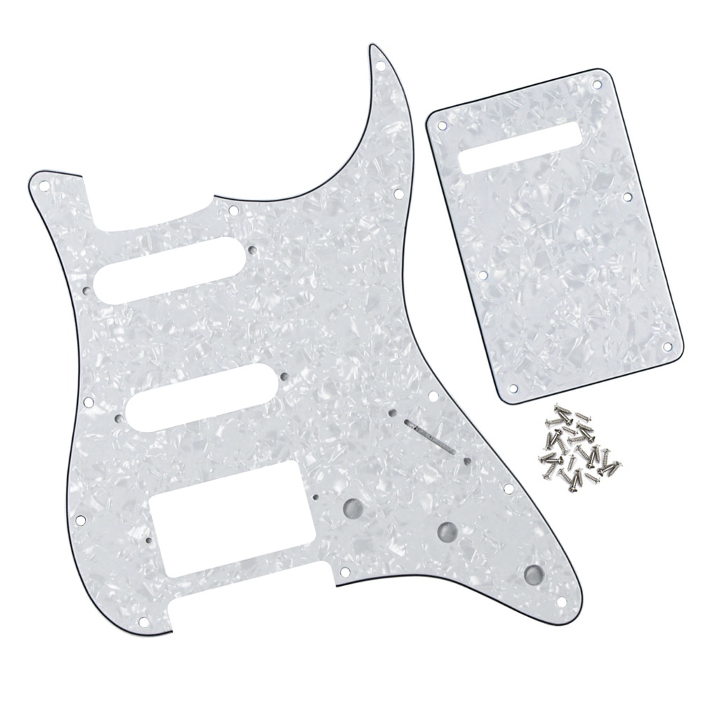 FLEOR Set of ST SSH HSS Electric Guitar Pickguard Back Plate White ...