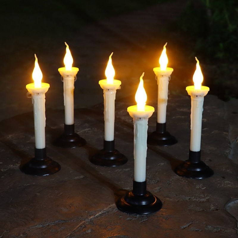 1PC Solar LED Taper Candle Light With Long Ground Plug Waterproof ...