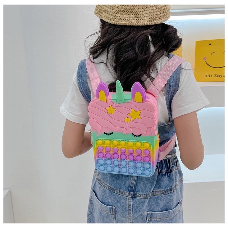 Pop it Fidget Toy Backpack Unicorn Bag for kids | Shopee Philippines