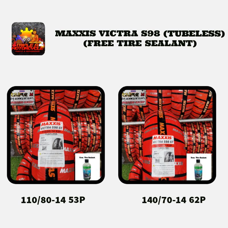 MAXXIS VICTRA S98 TUBELESS WITH FREE TIRE SEALANT | Shopee Philippines