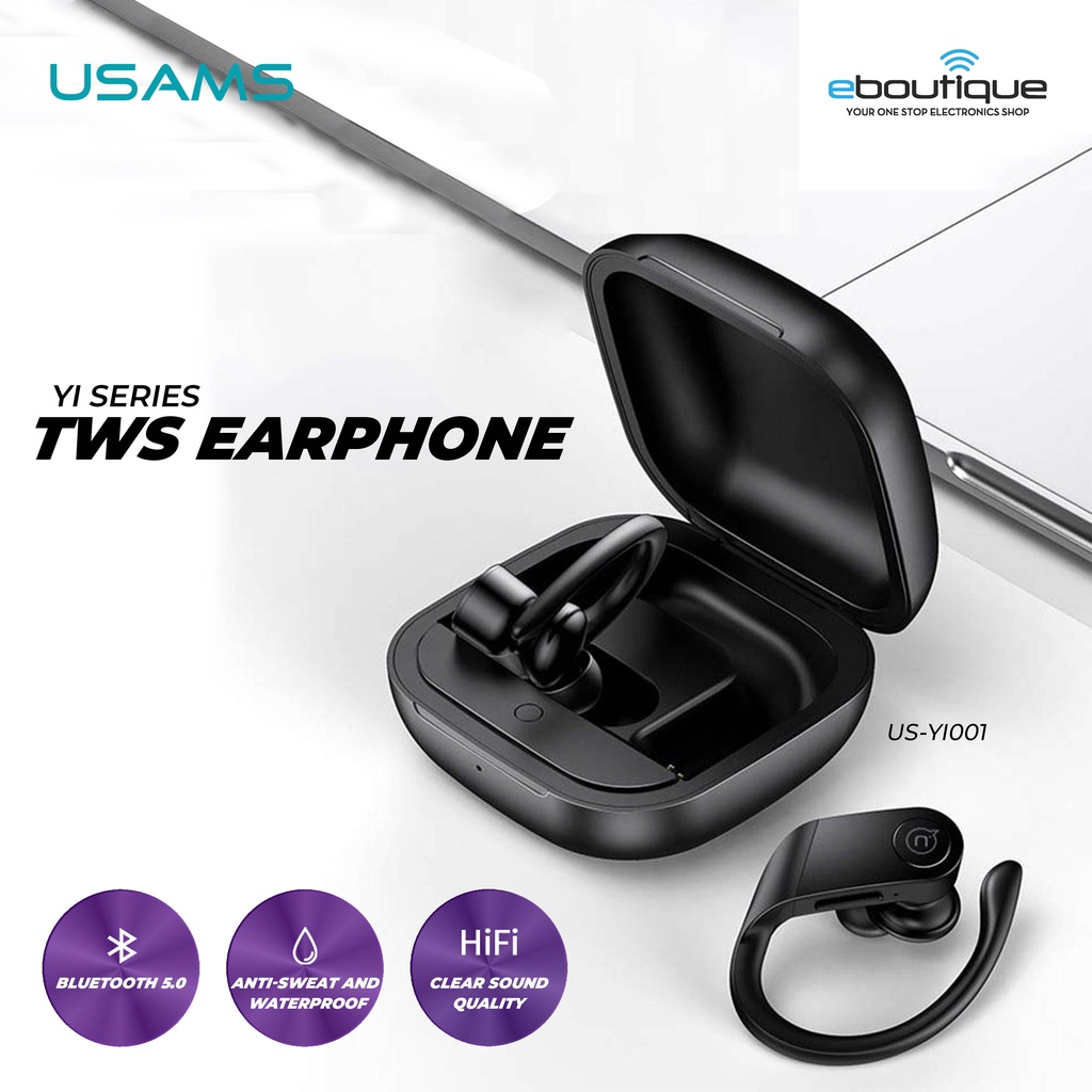 USAMS YI Series Bluetooth Earphone Ear Hook TWS Waterproof Sports ...