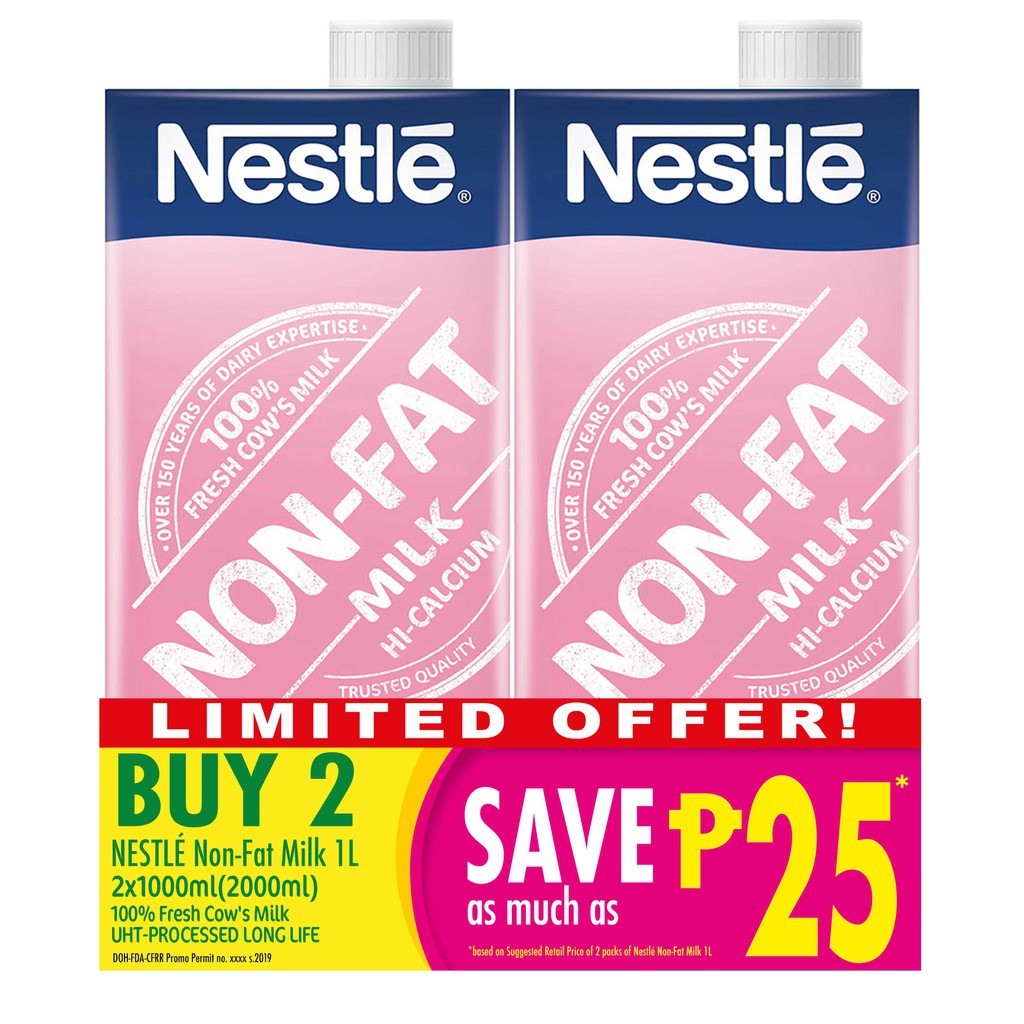 NESTLÉ Non Fat Milk 1L - Buy 2, Save 25 | Shopee Philippines