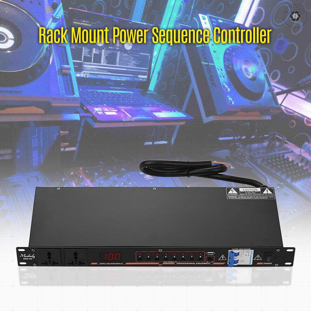Muslady DB2-02 10-outlet Rack Mount Power Sequence Controller Conditioner Surge Protector Power ...
