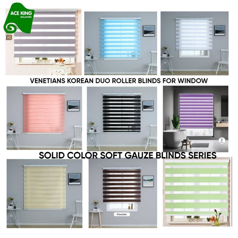 Aceking Homedecor Korean Duo Roller Blinds Solid Color for Windows ...