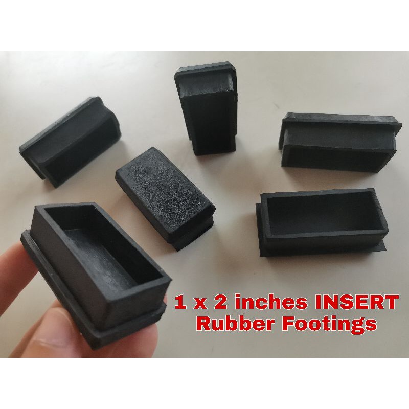 1x2 inches (25mm x 50mm) RECTANGULAR INSERT HEAVY DUTY Rubber Footings ...