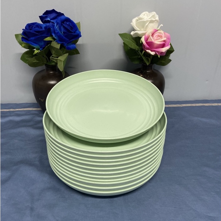 6/12pcs (23cm) Wheat Fiber Dinner Plate Round-shaped Dish Meat Steak ...