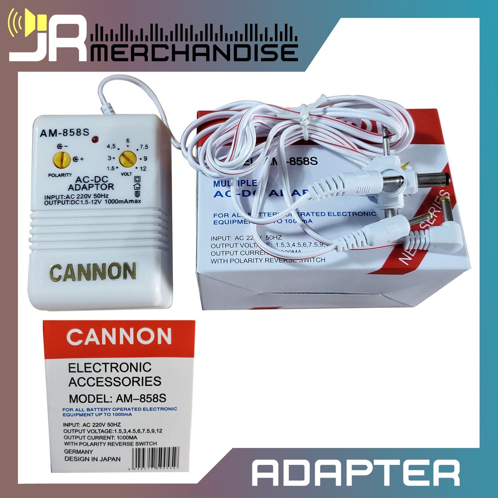 [JRM] Cannon (AM-858S) 1000 mAh AC/DC Multiple Adaptor Adjustable 3-12 ...