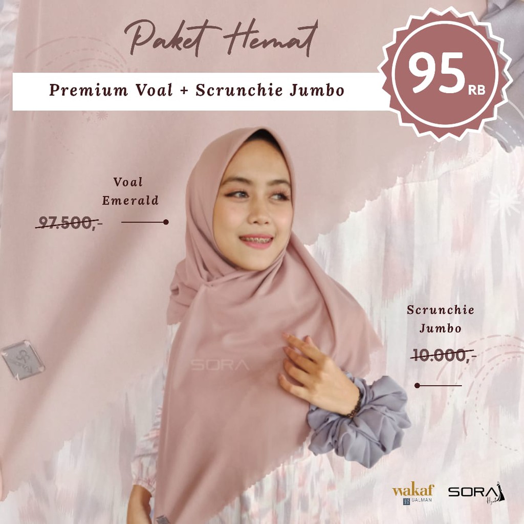 Save Package Hijab Voal Emerlad + Hair Iket / Hijab Lasercut ...