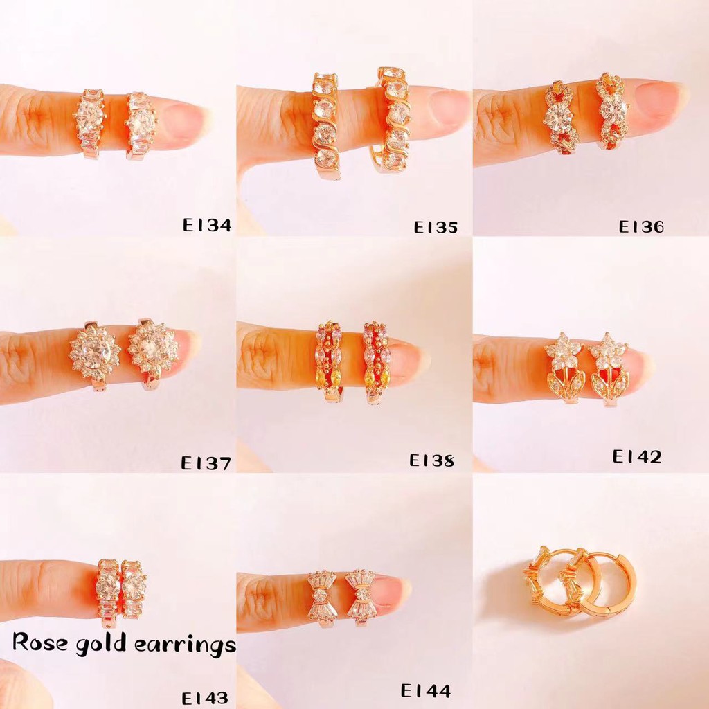 fashion jewelry.18K. rose gold plated clip earrings zircon hoop ...